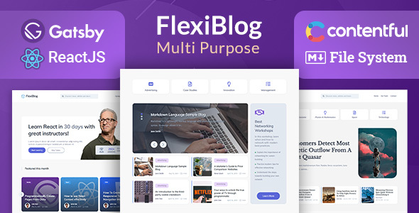 Descargar: FlexiBlog - React Gatsby Tema multipropósito para blog - Recurso Wordpress