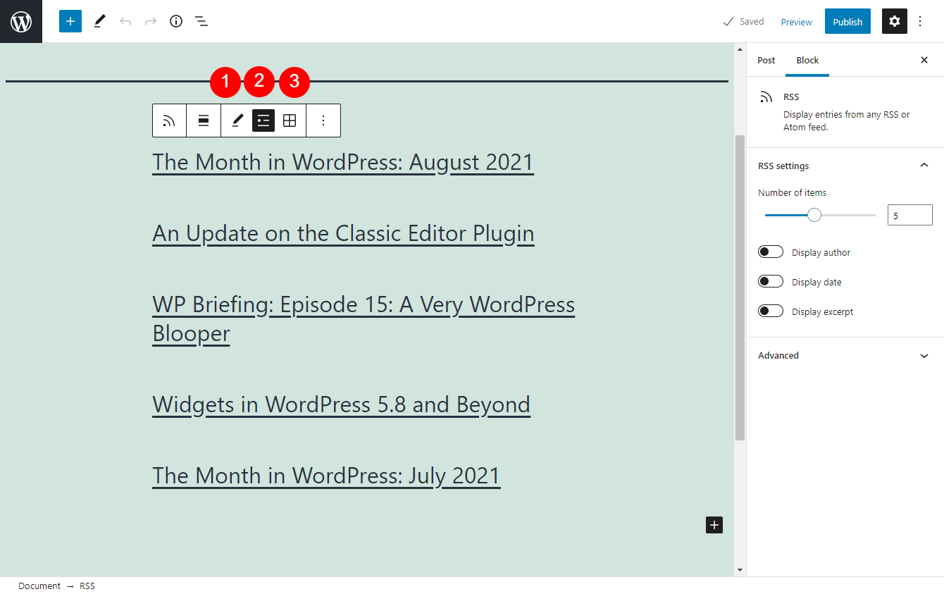 Cómo usar el bloque RSS de WordPress - Recurso Wordpress