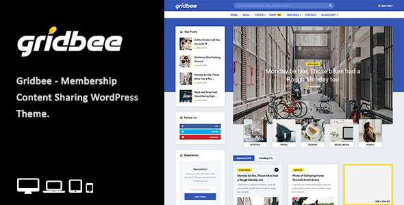 Descargar: Gridbee - Tema de WordPress para compartir contenido - Recurso Wordpress