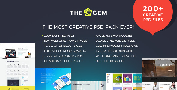 Descargar: TheGem - Plantilla PSD creativa multipropósito - Recurso Wordpress