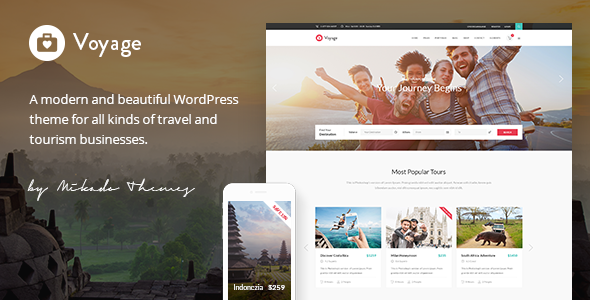 Descargar: Voyage - Tema de viaje - Recurso Wordpress