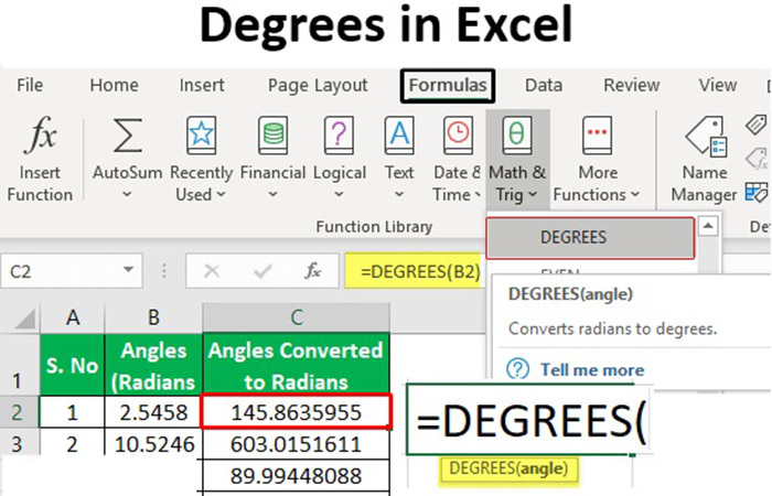 Función De Grados En Excel. Qué Es, Cómo Usarla Y 3 Ejemplos - Recurso ...