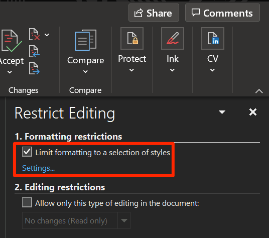 Cómo restringir la edición en documentos de Word - Recurso Wordpress