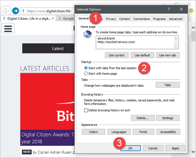 ¿Cómo inicio Internet Explorer con pestañas de la última sesión o ...