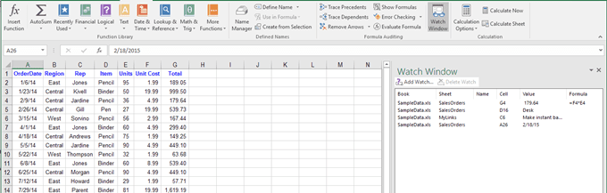 Use la ventana de observación de Excel para monitorear celdas ...