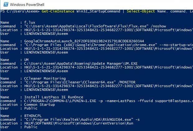 Genere una lista de programas de inicio usando la línea de comando o PowerShell - Recurso Wordpress