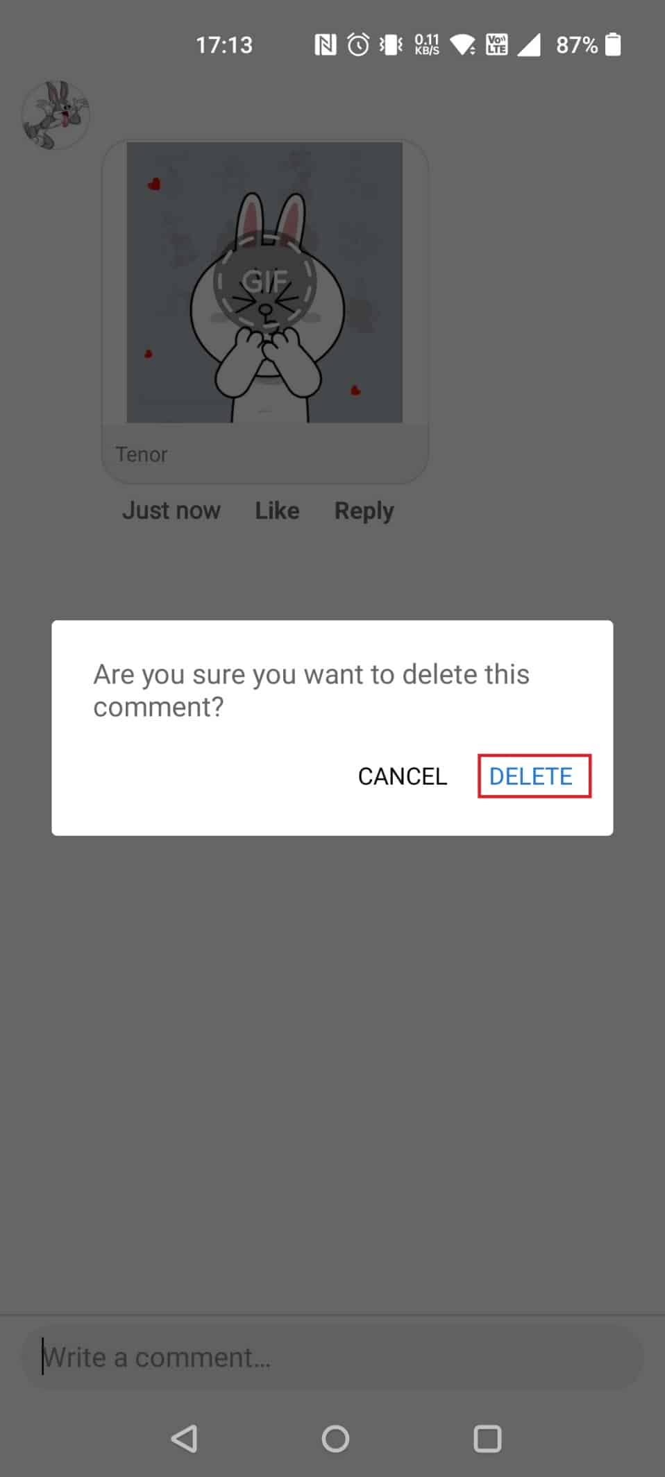 Cómo eliminar un GIF en un comentario de Facebook - Recurso Wordpress