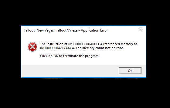 Solucionar el error Fallout New Vegas sin memoria - Recurso Wordpress