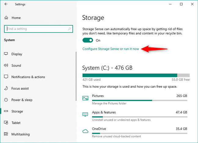 Cómo limpiar Windows 10 usando Storage Sense - Recurso Wordpress