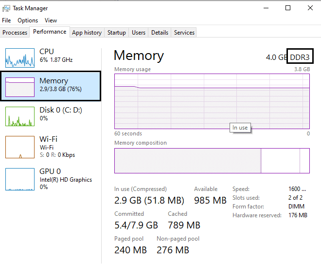 Compruebe si su tipo de RAM es DDR3 o DDR4 en Windows 10 - Recurso Wordpress