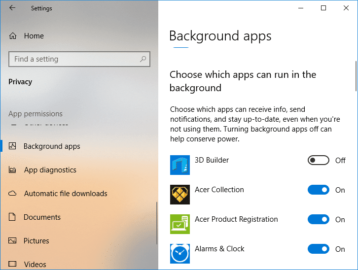 Evita que las aplicaciones se ejecuten en segundo plano en Windows 10 ...