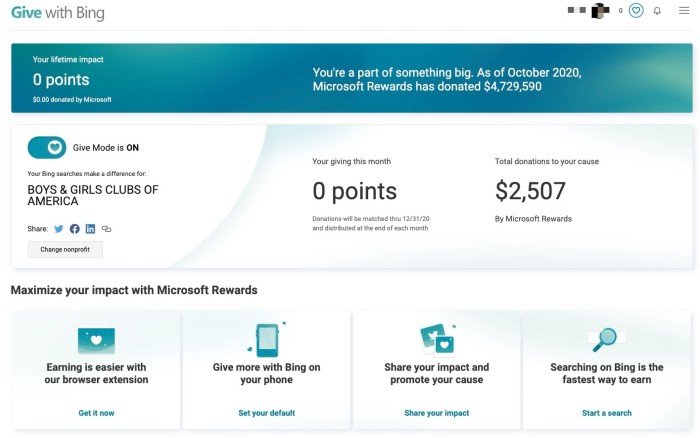 Cómo usar Microsoft Rewards y Give con Bing - Recurso Wordpress