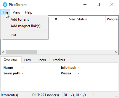 PicoTorrent es un cliente BitTorrent de alto rendimiento con un bajo consumo de memoria ...