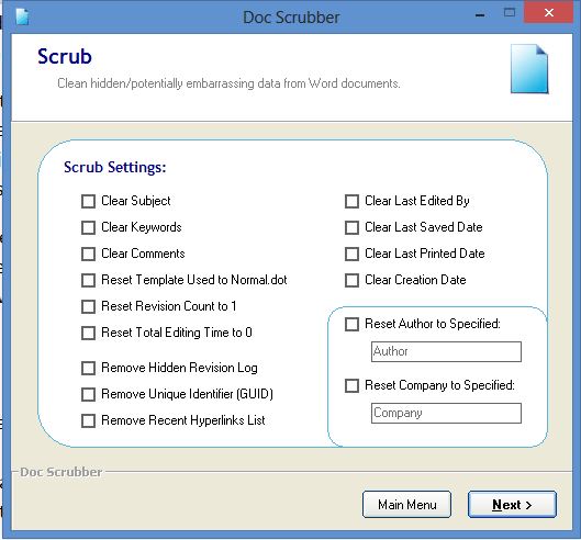Doc Scrubber eliminará los metadatos ocultos de los archivos .DOC ...