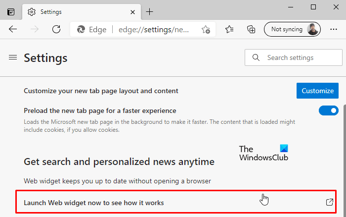 Habilite o deshabilite el widget web de Microsoft Edge en Windows 10 ...