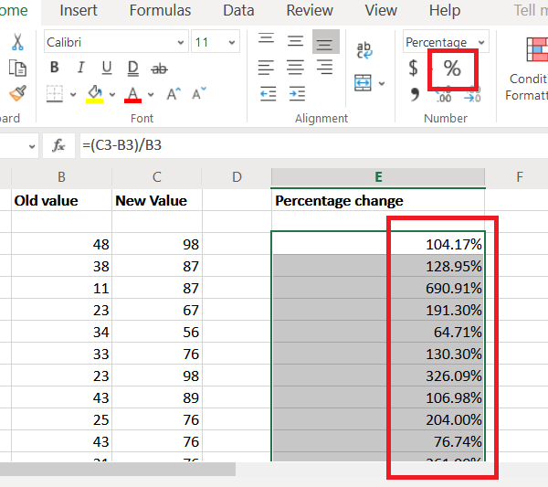 ¿Cómo calcular el porcentaje de aumento o disminución en Excel ...