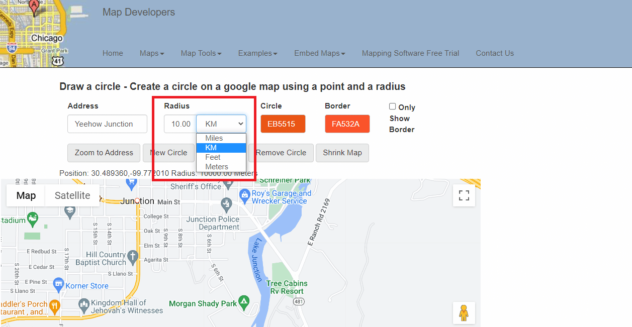 Cómo dibujar el radio en la aplicación Google Maps - Recurso Wordpress