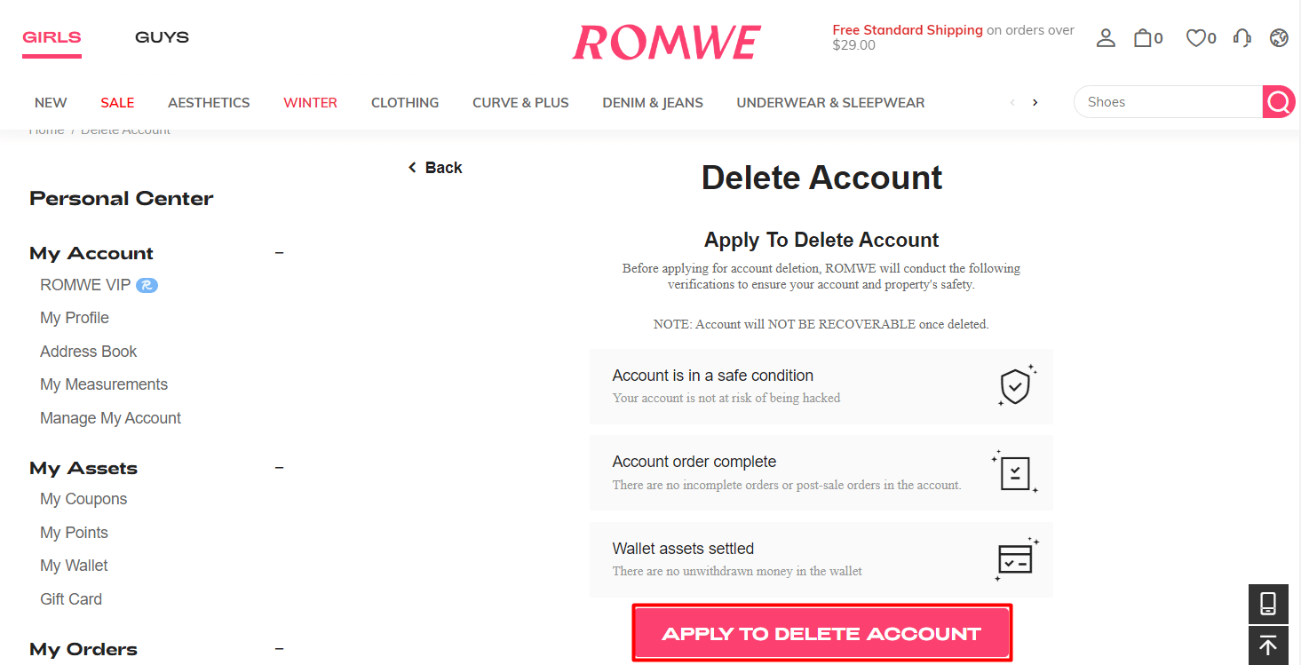 Cómo eliminar tu cuenta de Romwe - Recurso Wordpress